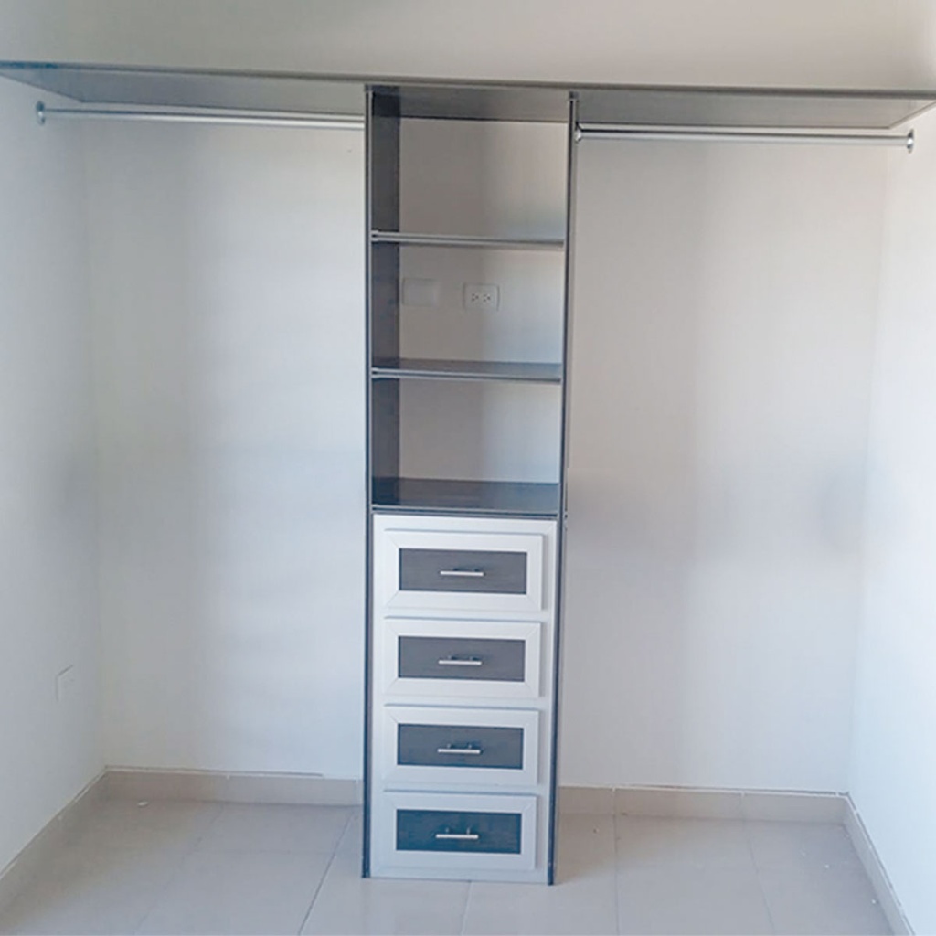 INTERIOR CLOSET DE PVC GRIS NATURAL | Turen Puertas y Closets